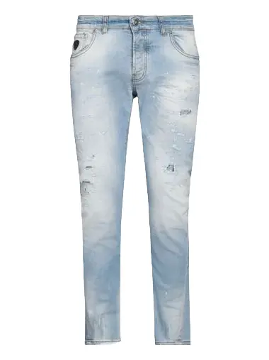 John Richmond Tapered Jeans With Leather Trims - Blue