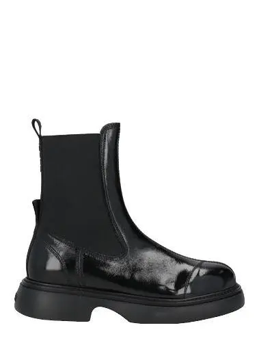 GANNI Patent Leather Ankle Boots - Black