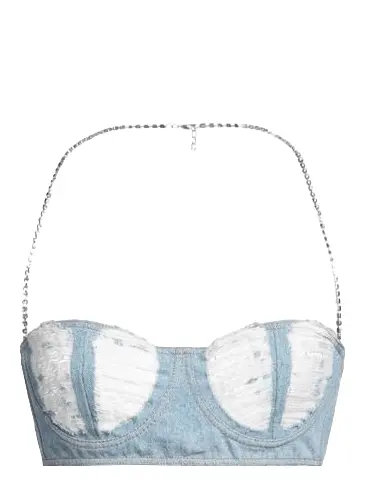 Gcds Distressed Strapless Top - Blue