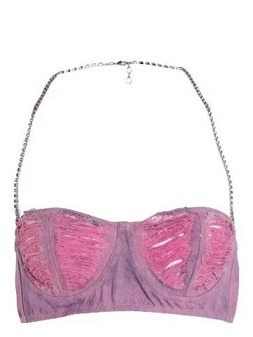 Gcds Distressed Strapless Top - Fuchsia