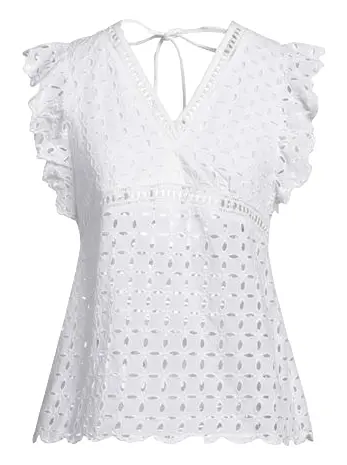 Pinko Cotton Top With Broderie Anglaise - White