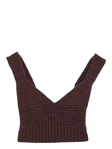 Wandering Knitted Sleeveless Top - Brown