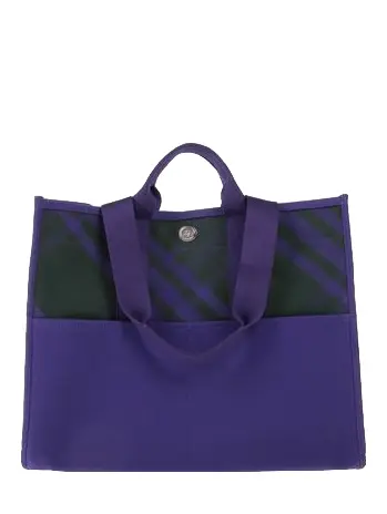 Burberry Handbag In Cotton And Calfskin - Purple