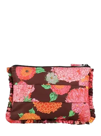 La DoubleJ Floral-print Twill Clutch - Brown
