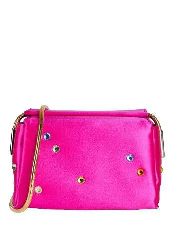 Marni Cross-body Bag In Viscose, Silk, And Brass - Pink