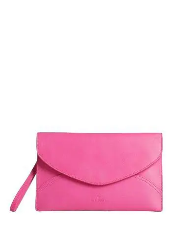 Il Bisonte Leather Clutch With Detachable Top Handle - Fuchsia