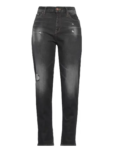 Armani Exchange Boyfriend Jeans With Leather Trims - Grey