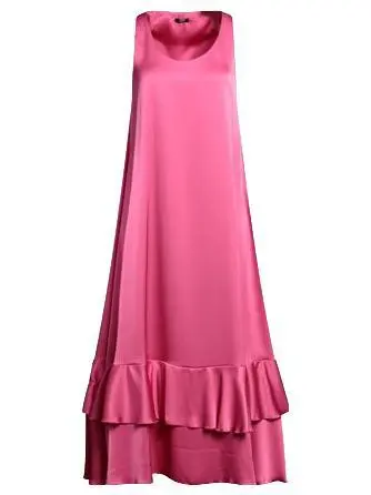 Liu Jo Midi Flared Satin Dress - Fuchsia