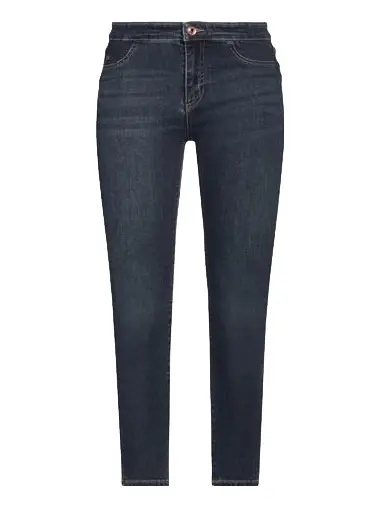 Armani Exchange Skinny Jeans With Leather Trims - Blue