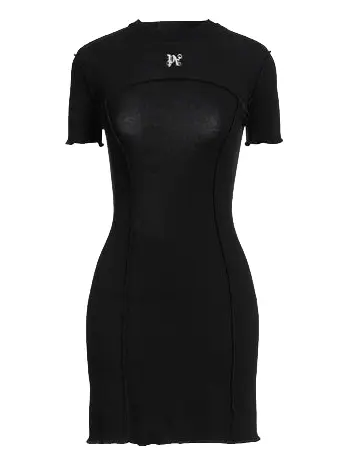 Palm Angels Mini Dress With Embroidered Logo - Black