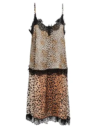 LIU •JO Leopard Print Midi Slip Dress - White