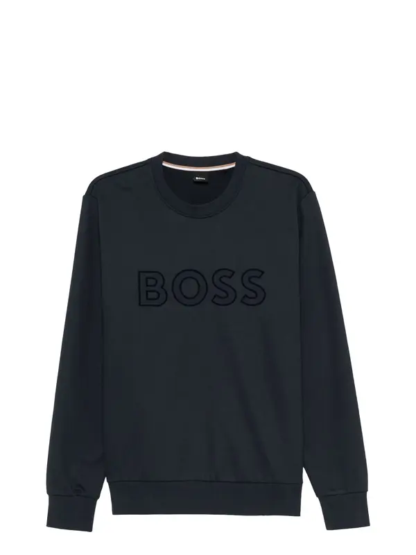 BOSS Flocked-logo Sweatshirt - Blue
