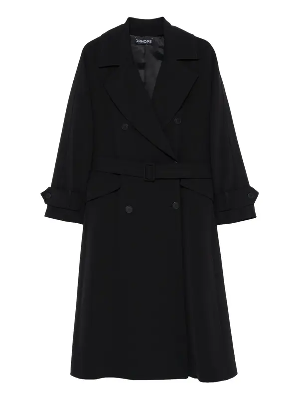 DRHOPE Belted Trench Coat - Black