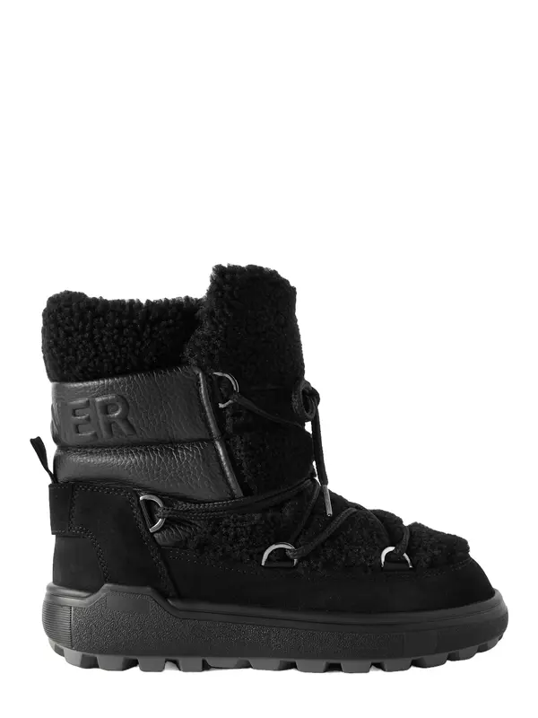 Bogner Chamonix Shearling, Textured-leather, And Suede Snow Boots - Black