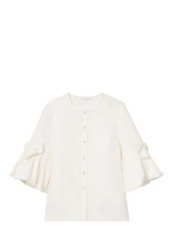 Carolina Herrera Embellished Ruffled Silk Shirt - Ivory