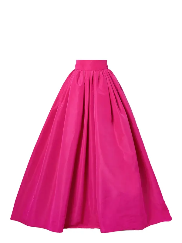 Carolina Herrera Pleated Silk-faille Maxi Skirt - Pink