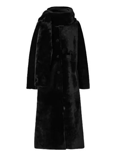 Nour Hammour Daphne Shearling Coat - Black