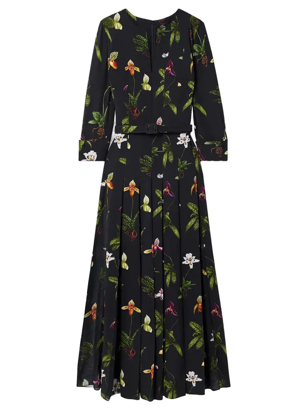 Oscar De La Renta Floral-print Cady Maxi Dress - Blue