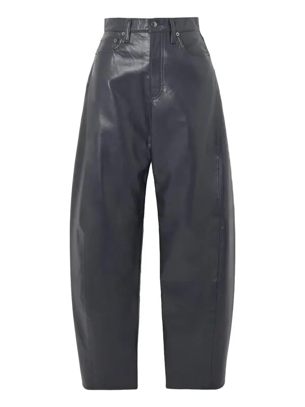 AGOLDE Luna Pieced Recycled Leather-blend Pants - Gray