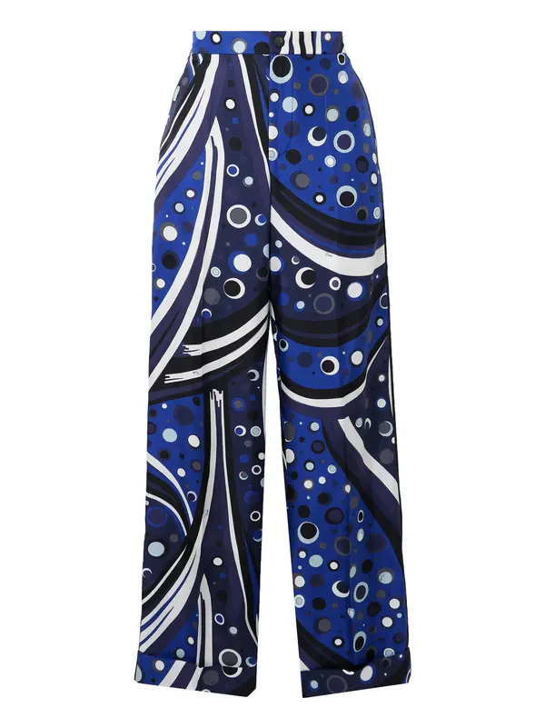 Emilio Pucci Printed Silk-twill Straight-leg Pants - Blue