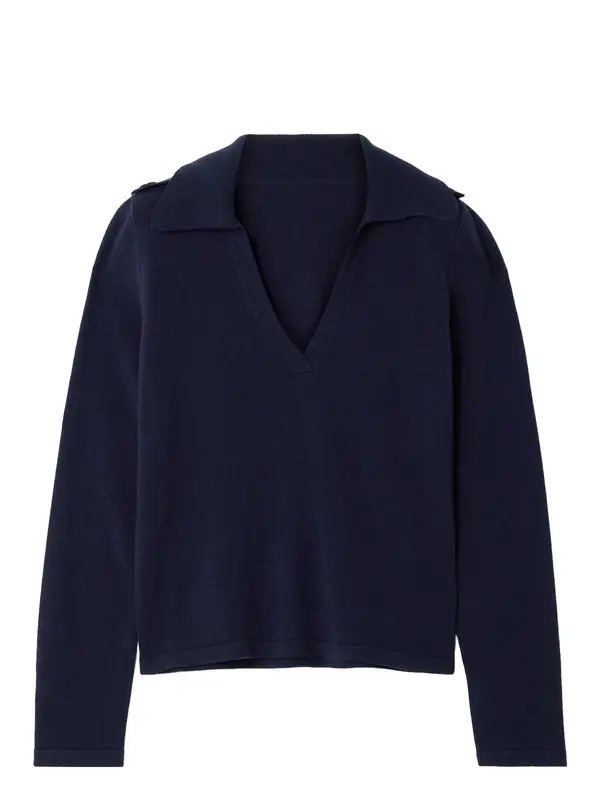 FORTELA Lou Cashmere Polo Sweater - Blue