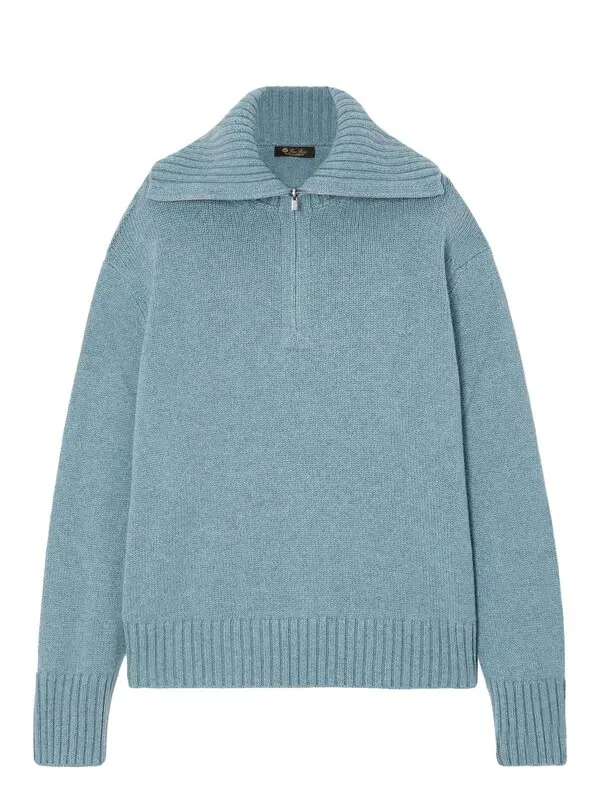 Loro Piana Cashmere Quarter Zip Pullover - Blue