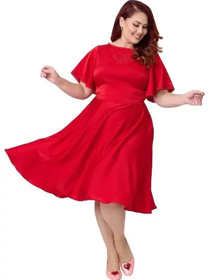 Unique Vintage 1930s Swing Dress - Red Solid