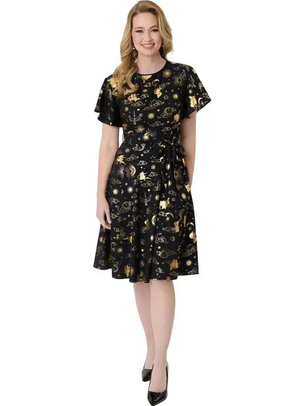 Unique Vintage 1930s Swing Dress - Black Gold Princess