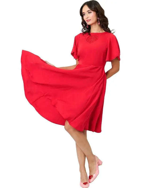 Unique Vintage 1930s Swing Dress - Red Solid