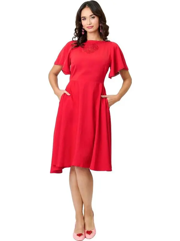 Unique Vintage 1930s Swing Dress - Red Solid