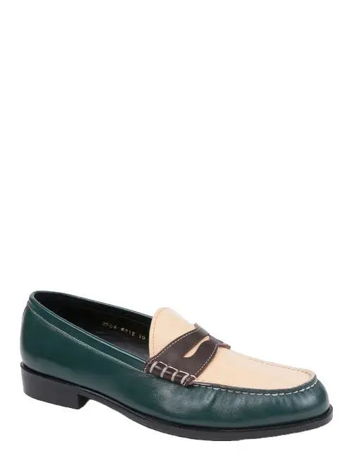 ANTHONY VEER Como Penny Loafer - Dark Green Brown