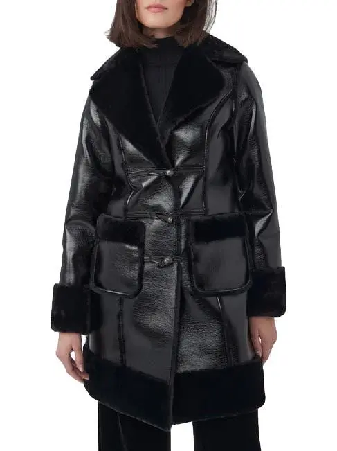 Trina Turk Prisley Shearling Coat - Black