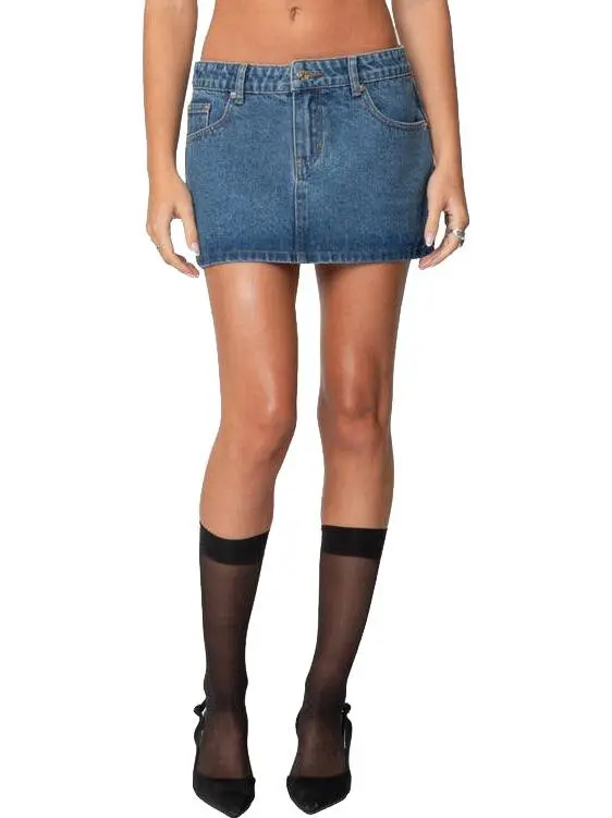 EDIKTED Chiara Denim Miniskirt - Blue
