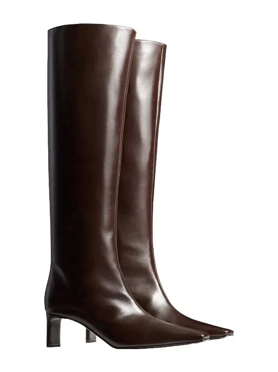 Khaite Ona Leather Boots - Chocolate