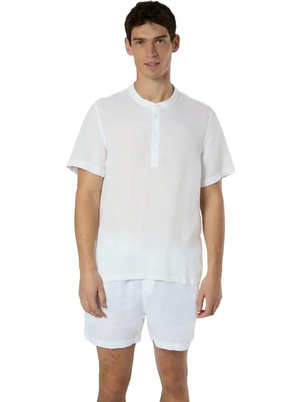 Onia Linen Home Short Sleeve Henley Shirt - White
