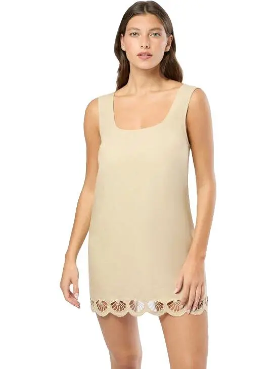 Onia Air Linen Scallop Mini Dress - Jute