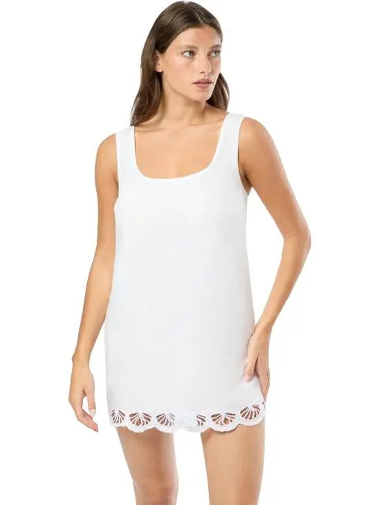Onia Air Linen Scallop Mini Dress - White