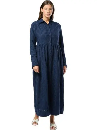 Onia Air Linen Maxi Shirt Dress - Deep Navy