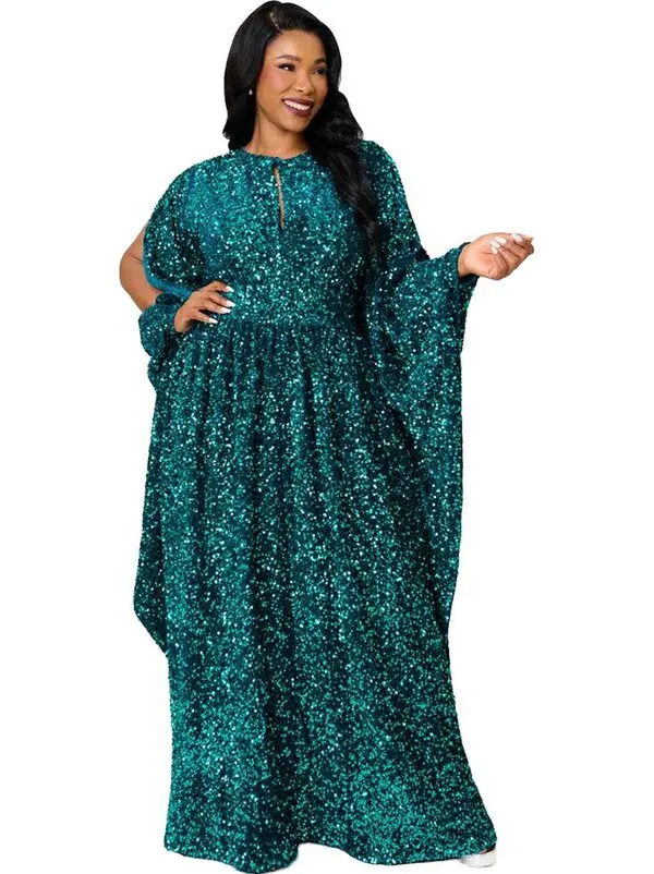 Unique Vintage 1960s Caftan - Blue Sequin