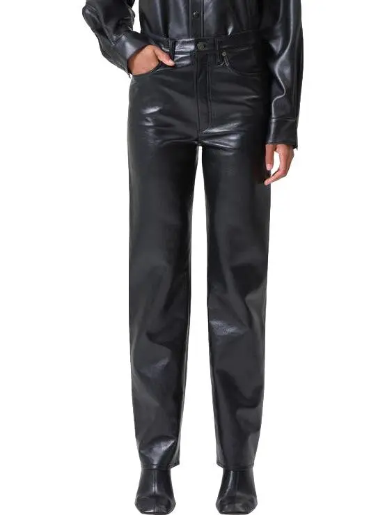 AGOLDE 90s Pinch Waist Straight Leg Leather Blend Trousers - Detox