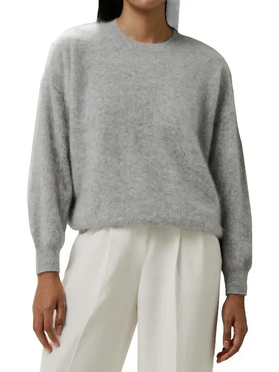 Lilysilk Brushed Cashmere Pullover - Light Gray