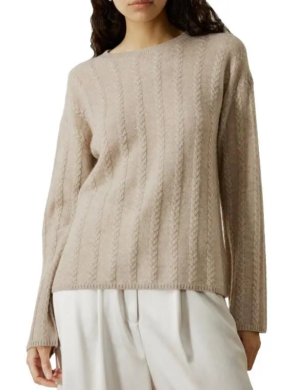 Lilysilk Semi-sheer Cable-knit Cashmere Sweater - Beige