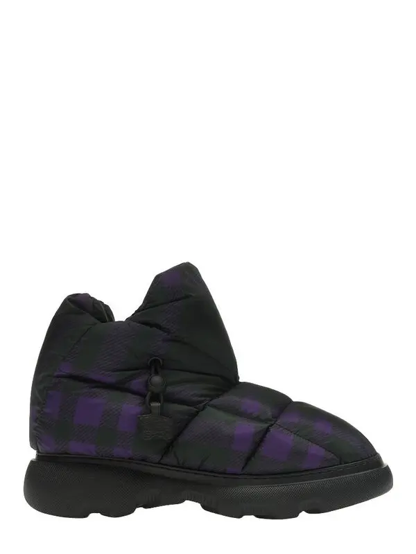 Burberry Check Pillow Boots - Black Purple