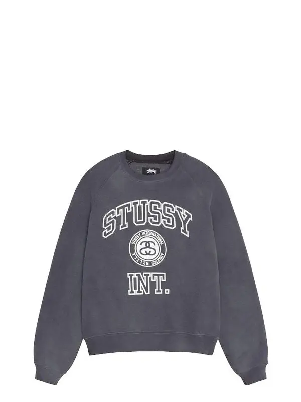 StÜssy Overlock Varsity Raglan Crew - Washed Black