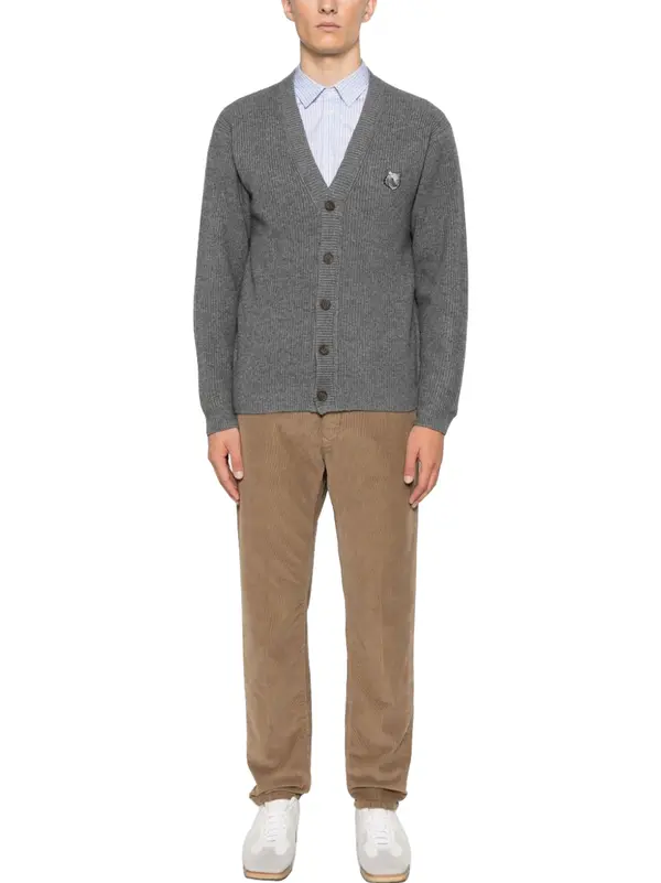 Maison Kitsuné Bold Fox Head-patch Cardigan - Grey