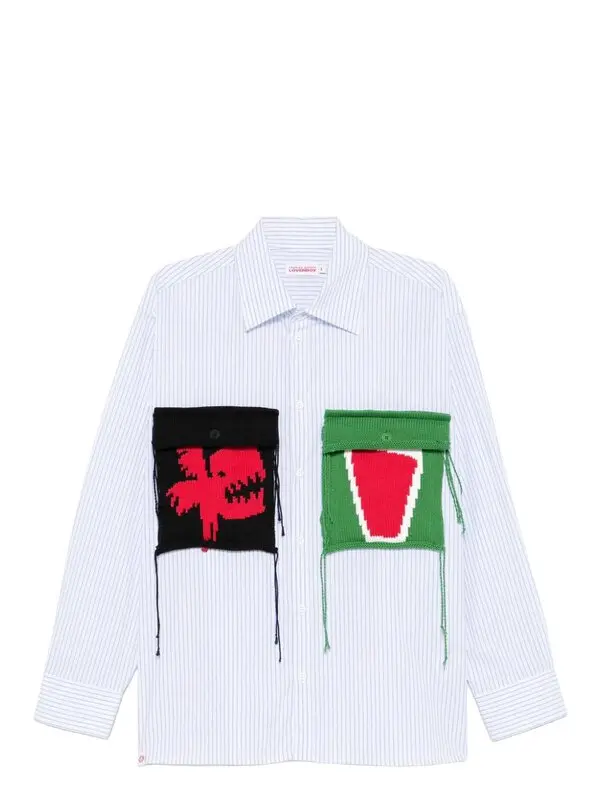 CHARLES JEFFREY Knitted Patch-pockets Shirt - Blue