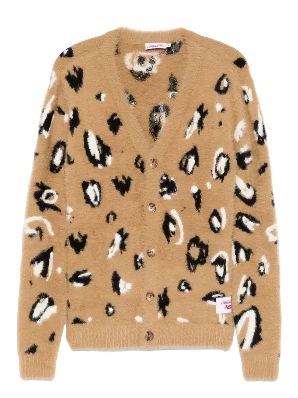CHARLES JEFFREY Brushed-finish Patch-logo Cardigan - Brown
