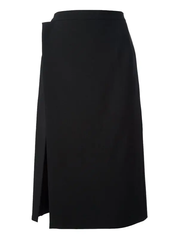 Balenciaga Asymmetrical Wrap Skirt With Side Slit - Black