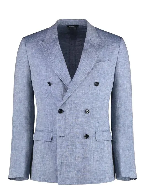 Dolce & Gabbana Double-breasted Linen Jacket - Blue