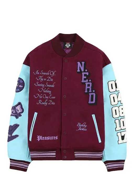 PLEASURES X N.e.r.d Varsity Jacket - Purple